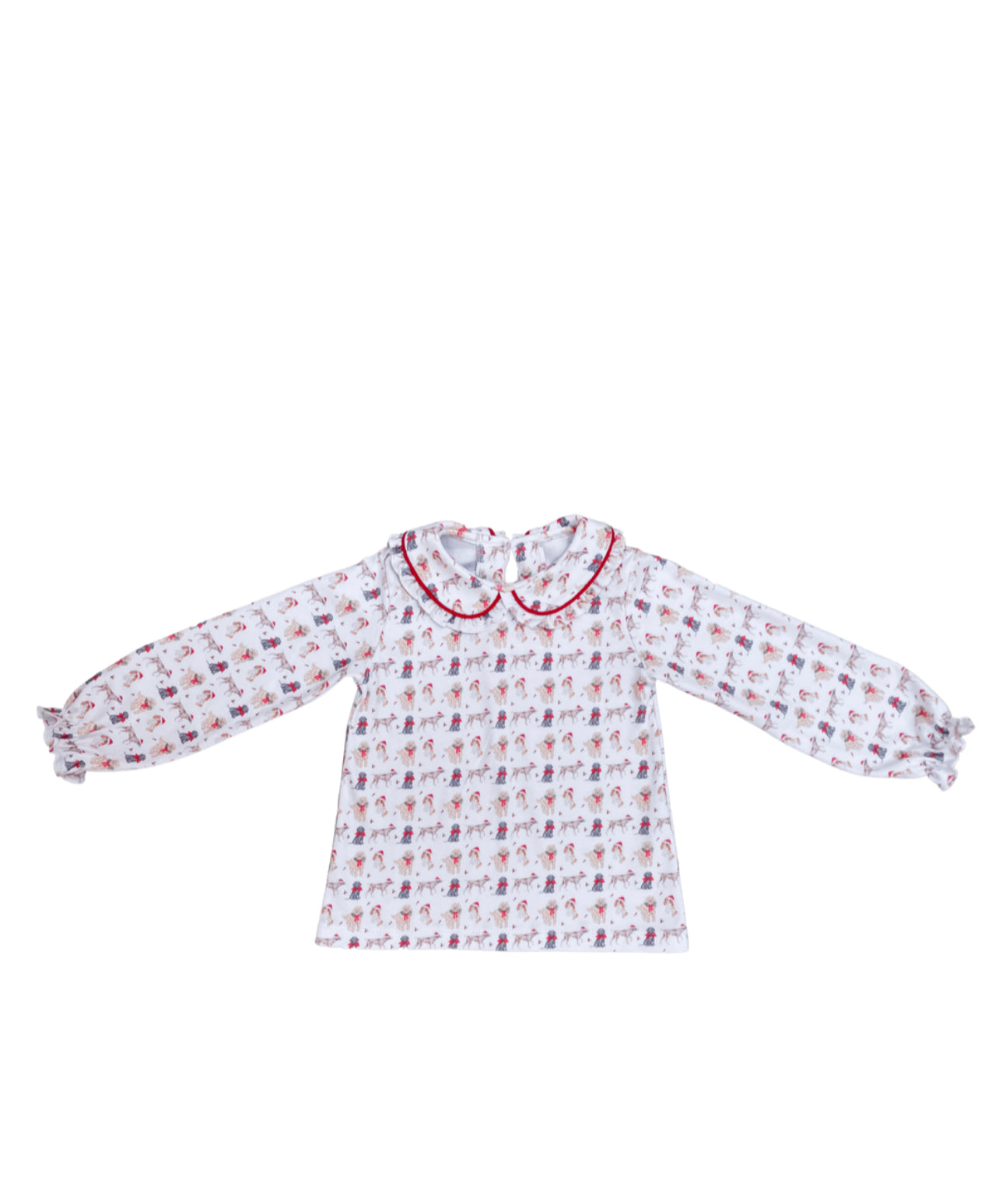 Girls Peter Pan Collar Top | Christmas Puppy – Seedlings Kid & Baby